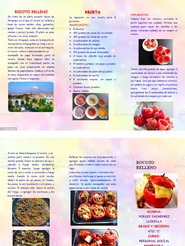 ROCOTO RELLENO Triptico | PDF | Comida y bebida | Alimentos