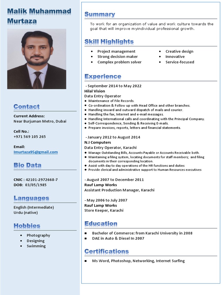 Murtaza CV | PDF | Computing | Communication