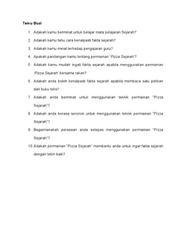 CONTOH Temu Bual | PDF
