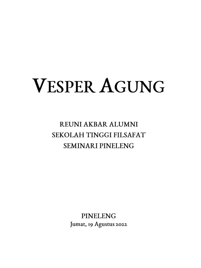 Vesper Agung - Reuni Akbar STFSP | PDF