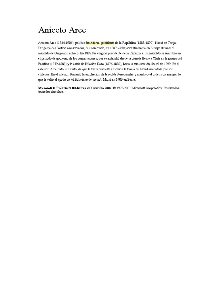 Aniceto Arce | PDF