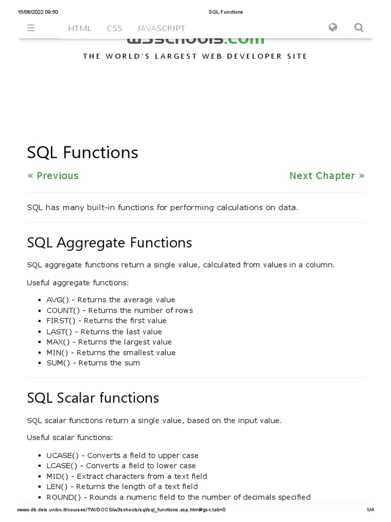 SQL Functions | PDF | J Query | Html