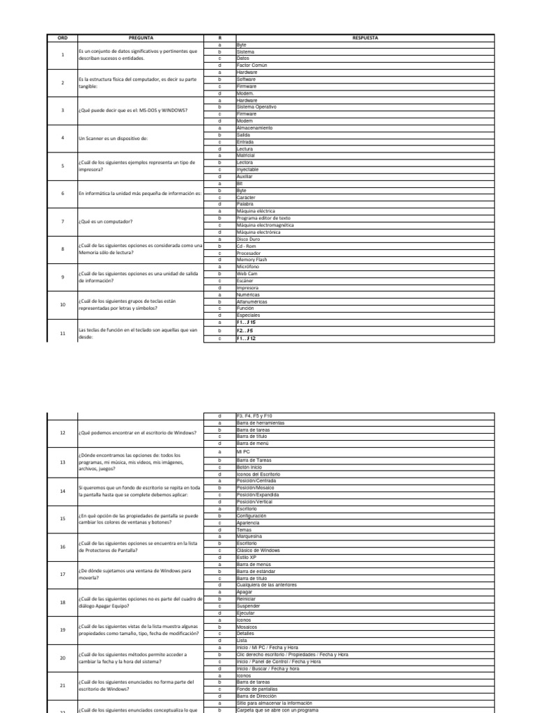 Preguntas Sobre Computacion | PDF | Microsoft Excel | Microsoft PowerPoint