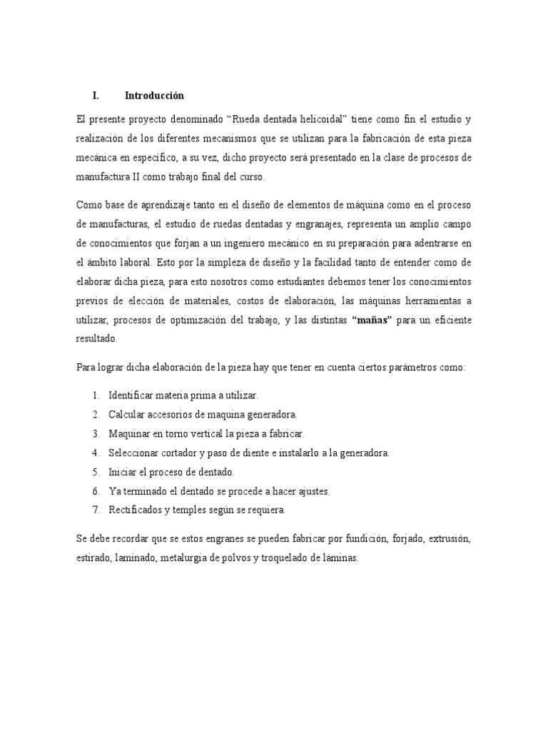 Proyecto de Procesos II Avance | PDF | Engranaje | Perforar