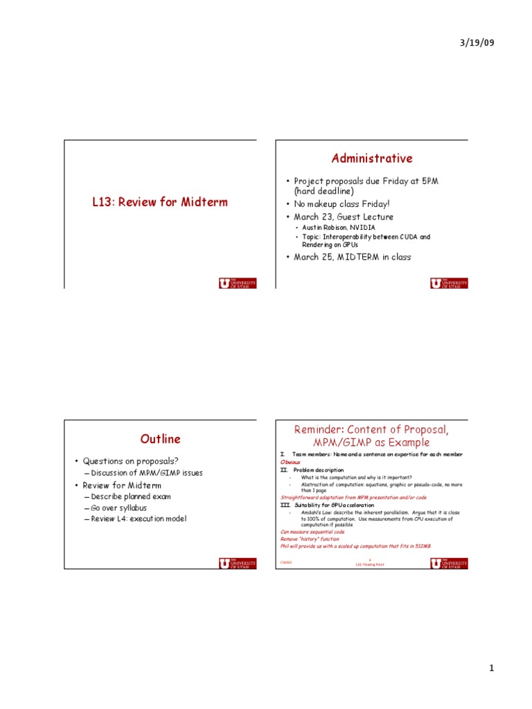 Lesson 13 Review For Midterm | PDF | Graphics Processing Unit | Parallel Computing
