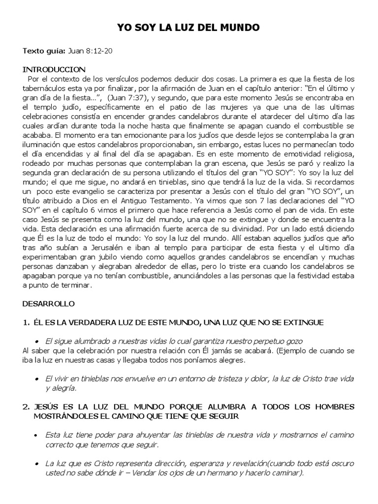 Yo Soy La Luz Del Mundo | PDF | Jesús | Evangelio de juan