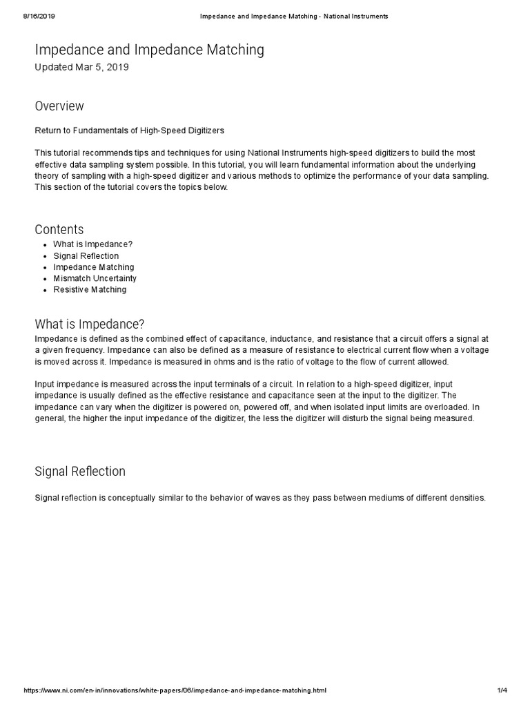 Impedance and Impedance Matching | PDF | Electrical Impedance | Transmission Line