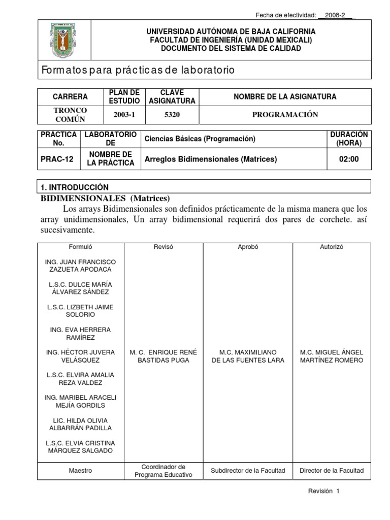 12 - Arreglos Bidimensionales | PDF | Estructura de datos de matriz ...