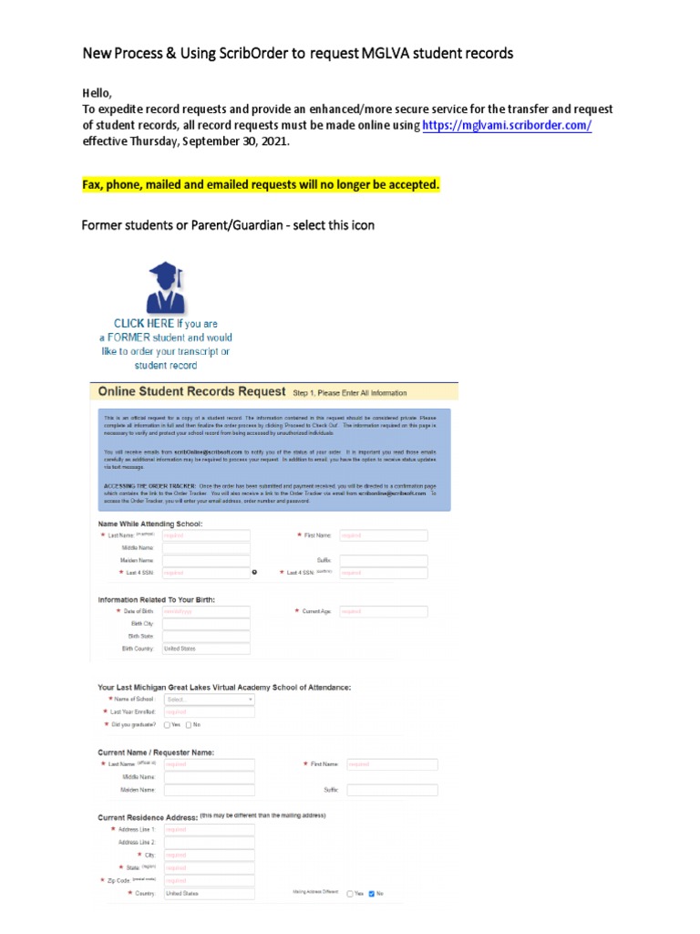 Mglva - Former Student Record Request | PDF