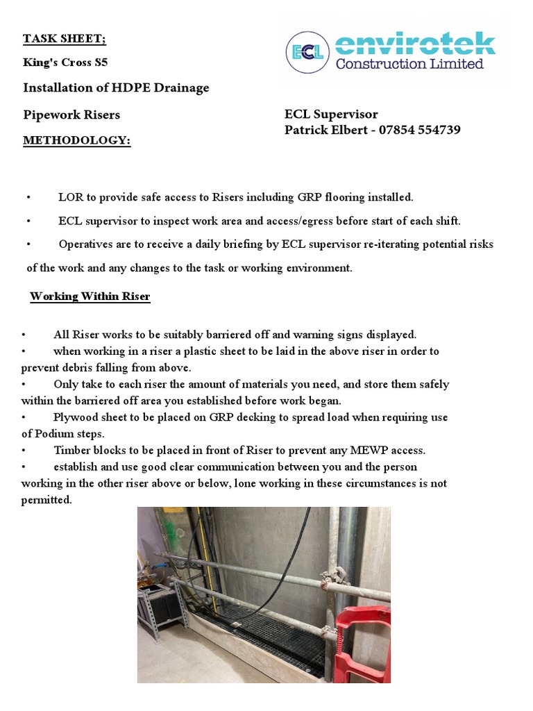 King's Cross S5 Riser Work Safety Guide | PDF | Personal Protective ...
