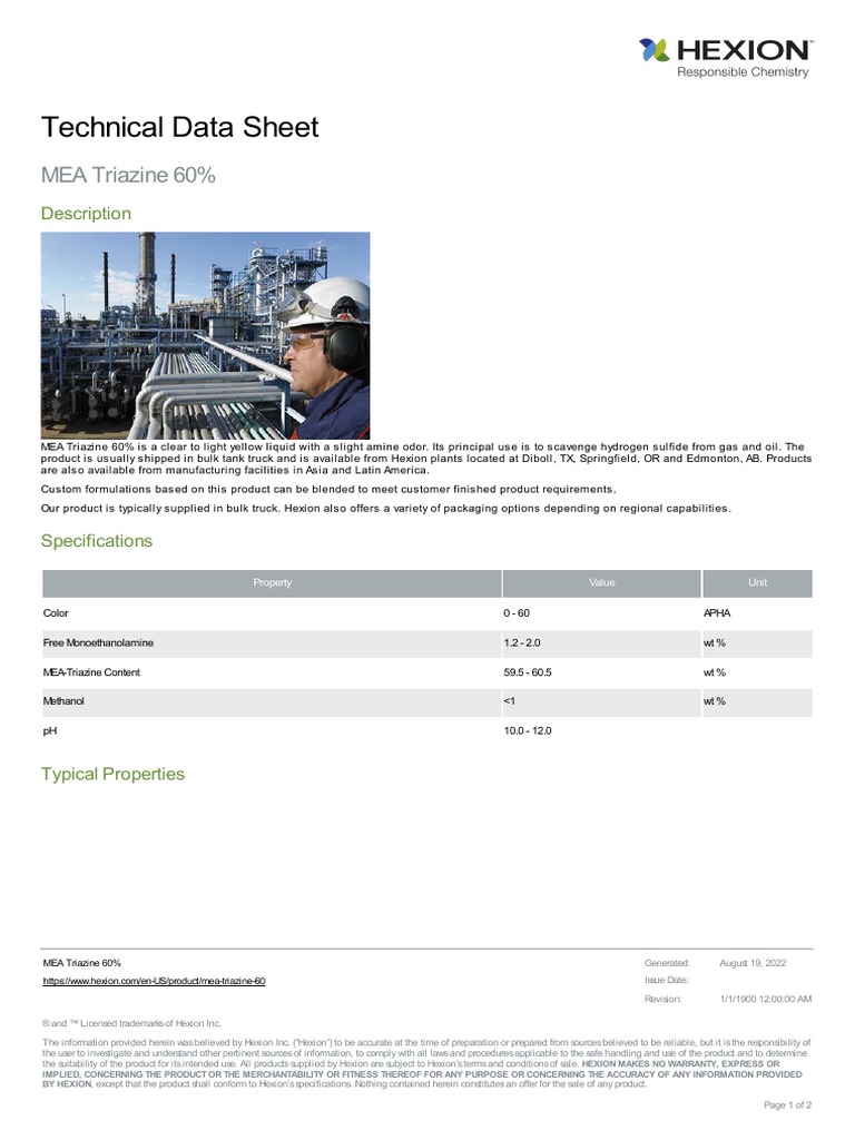 Hexion Sds - File-16121506 MEA TRIAZINA 60% Halliburton PDF | PDF ...