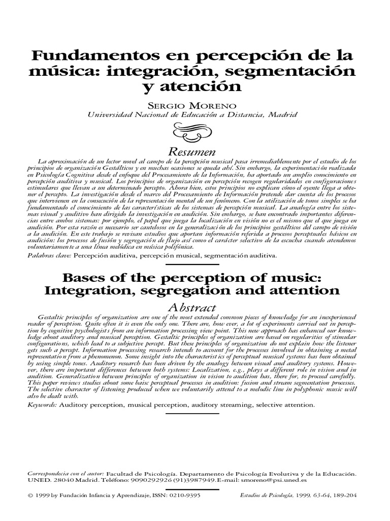 Fundamentos en Percepción de La Música | PDF | Percepción | Sonido