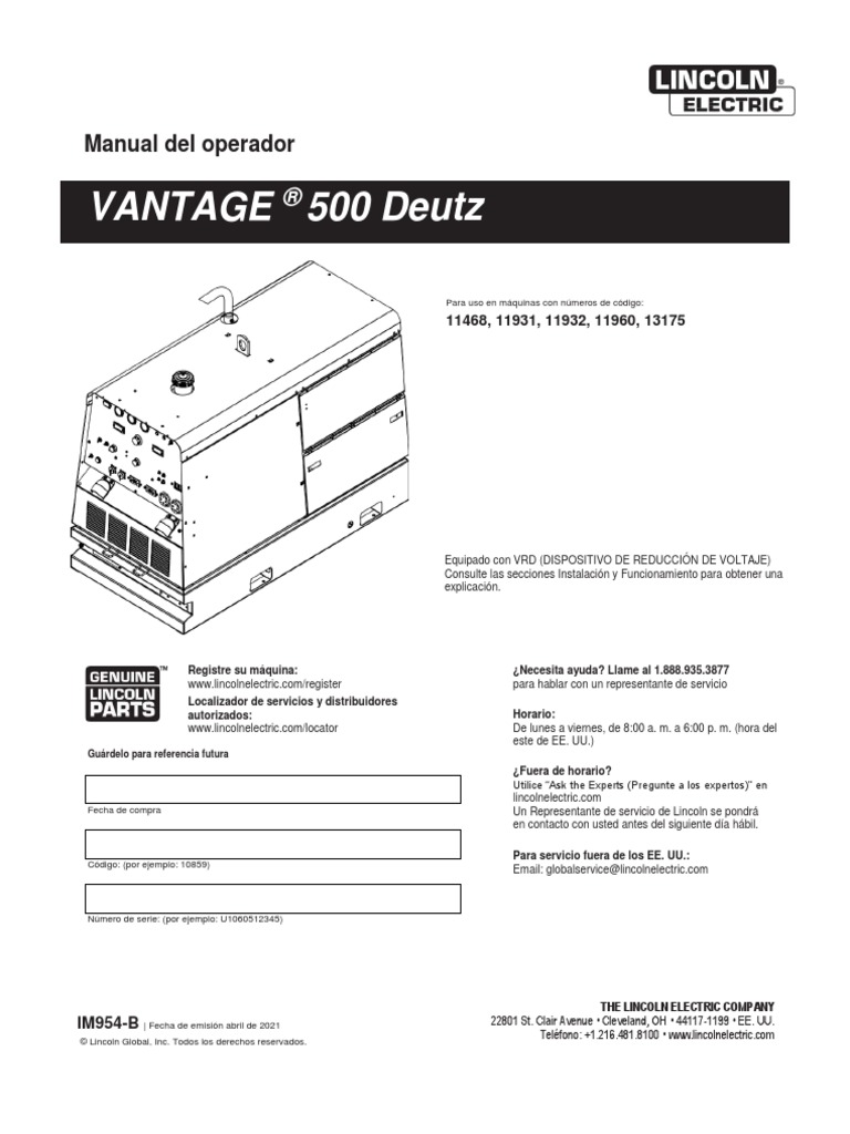 MANUAL MOTOSOLDADORA VANTAGE 500 - Compressed | PDF | Soldadura ...