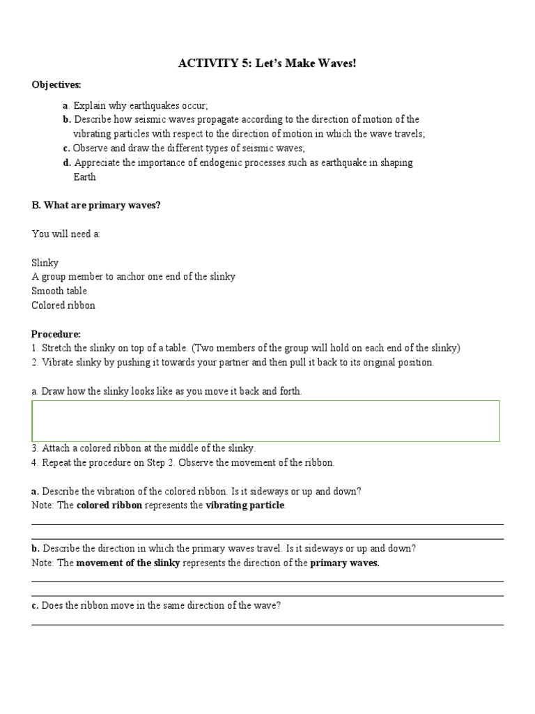 waves ACTIVITY 5 | PDF | Waves | Earthquakes