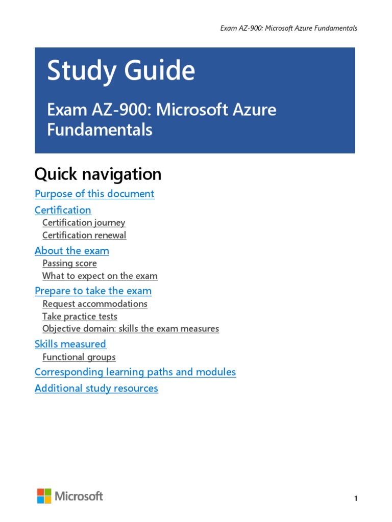 AZ-900 Microsoft Azure Exam Study Guide | PDF | Cloud Computing ...