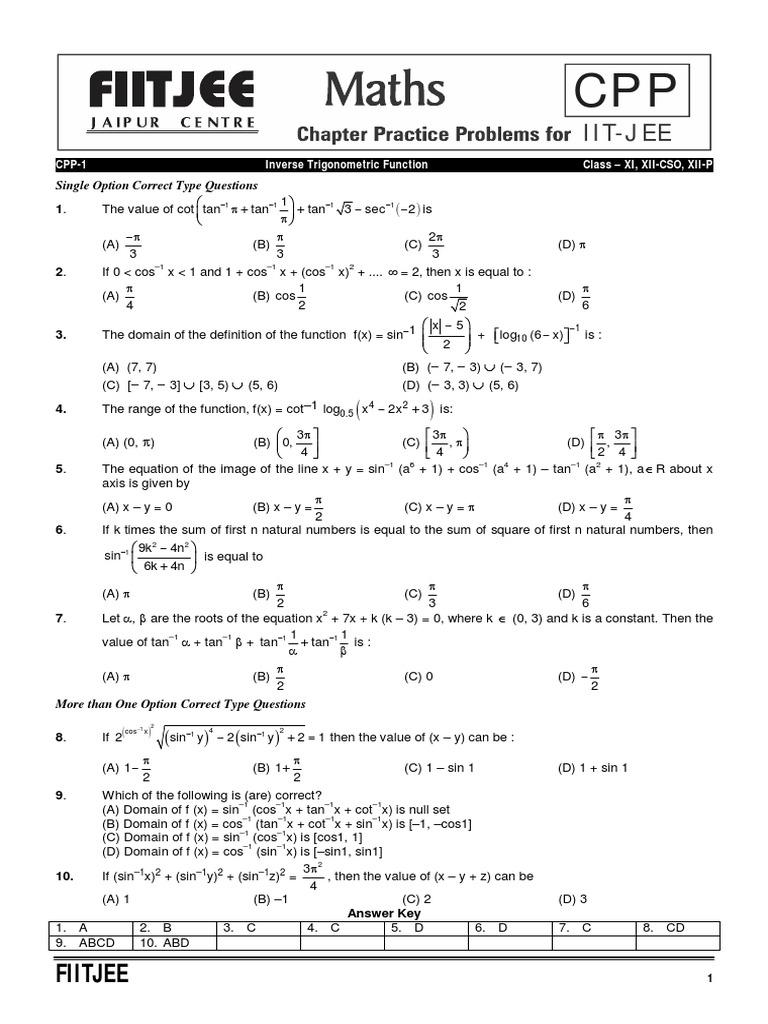 Fiitjee: Iit-Jee | PDF | Trigonometric Functions | Function (Mathematics)