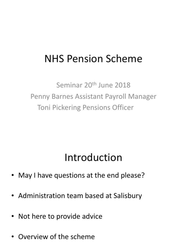 NHS Pension Scheme Seminar June 2018 | PDF | Cost Of Living | Pension