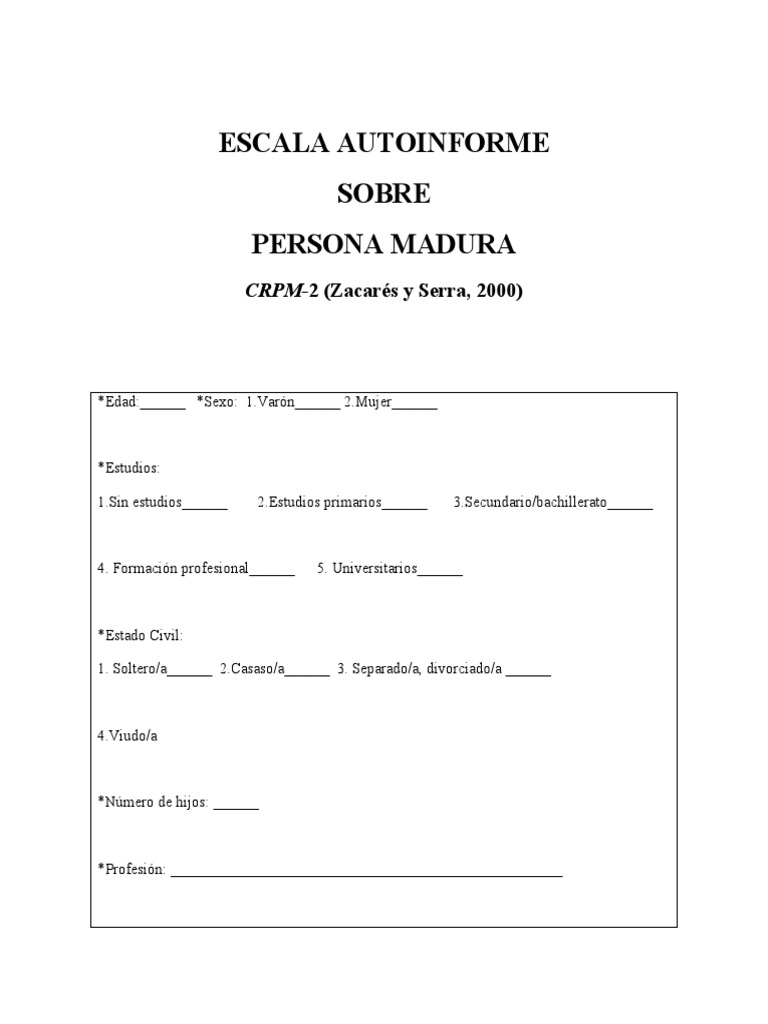 Autoinforme de Bienestar para Adultos | PDF | Adultos