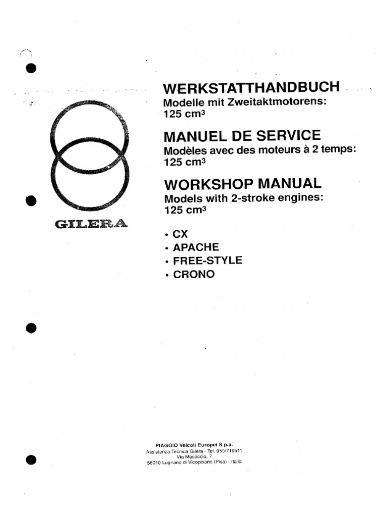 Gilera - Two Stroke 125ccm Models Workshop Manual | PDF