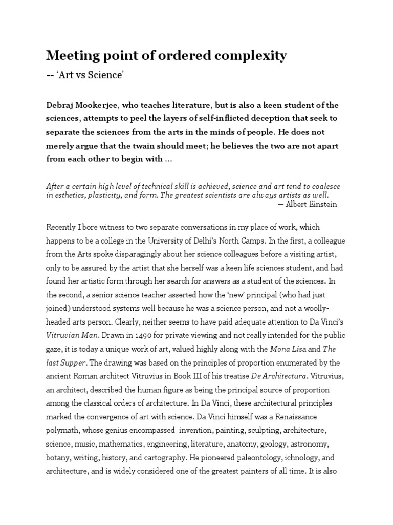 Essay - Art Vs Science | PDF | Physics | Science