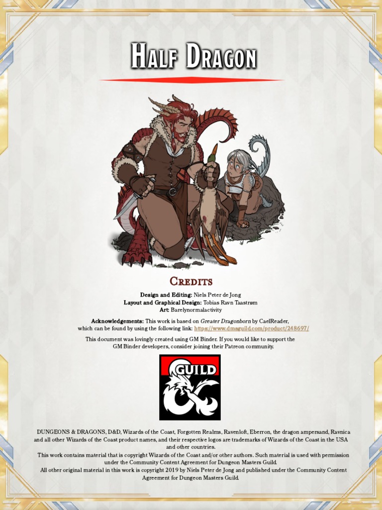 Half Dragon (DMSguild) - GM Binder | PDF | Dragon | Fantasy Creatures