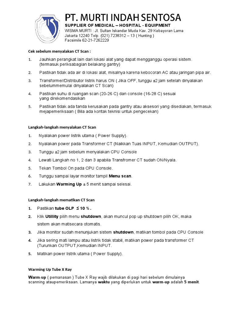 SOP CT Scan (Kop) | PDF