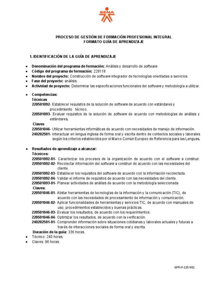 Guia Aprendizaje 01 | PDF | Software | Ingeniería de software