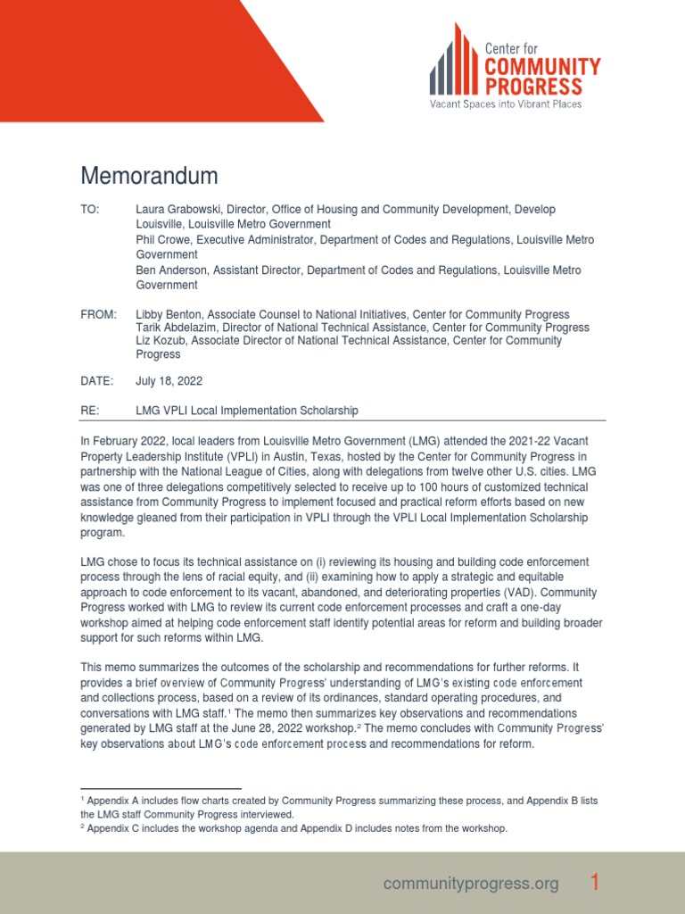 Louisville Code Enforcement Report | PDF | Foreclosure | Justice