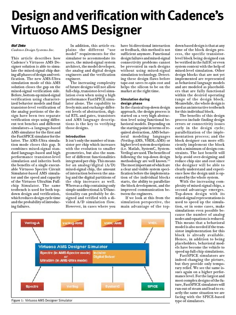 Design and Verification With Cadence's AMS Designer - 10.1.1.135.9161 | PDF | Mixed Signal ...