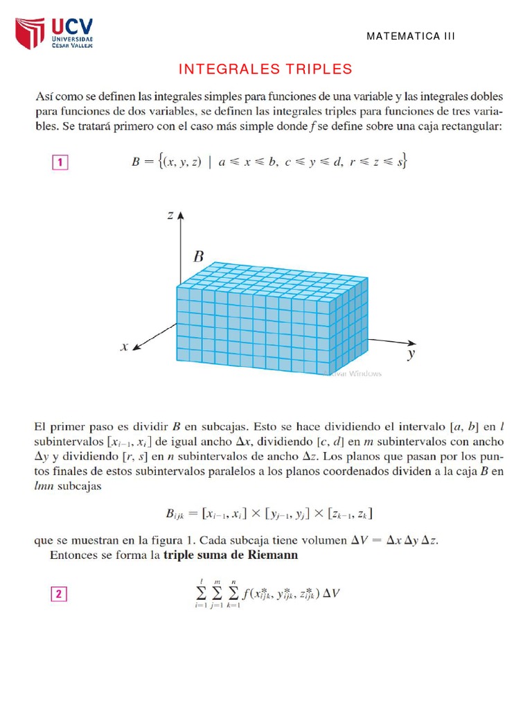 Sesión 08 Integrales Triples | PDF | Integral | Relaciones matematicas