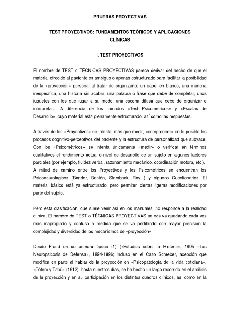 Pruebas Proyectivas | PDF | Psicoanálisis | Mente inconsciente