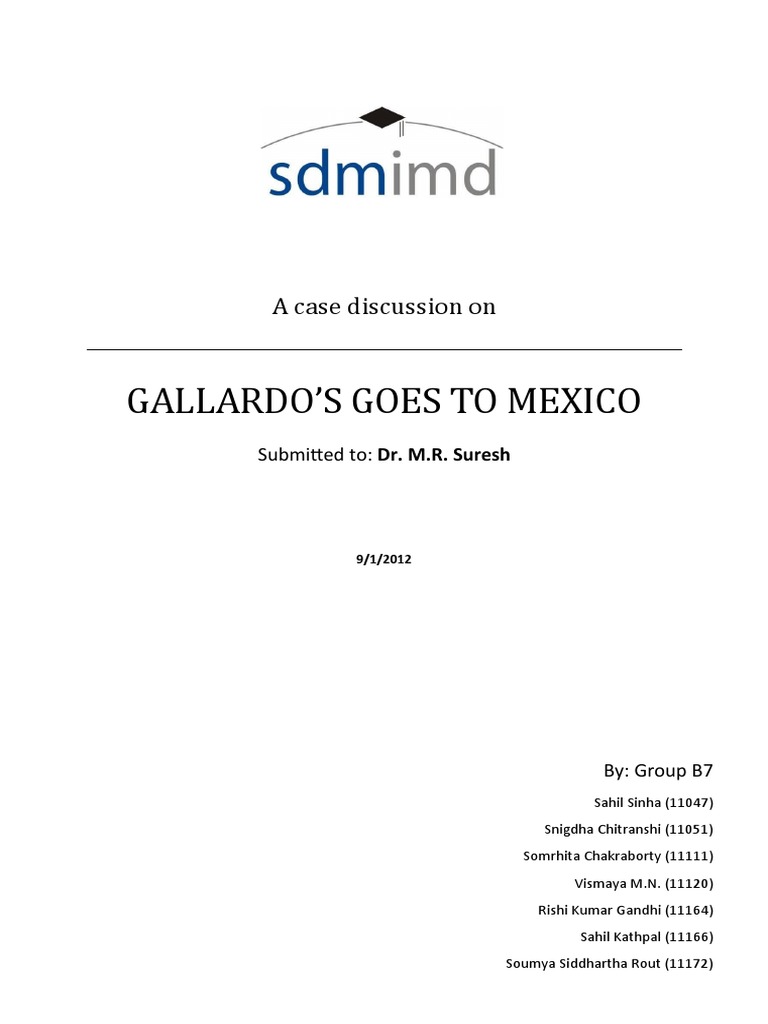 Gallardo'S Goes To Mexico: A Case Discussion On | PDF | Brand | Pricing
