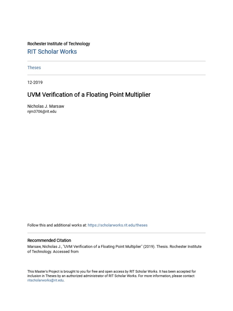UVM Verification of A Floating Point Multiplier - Nicolas J Marsaw ...
