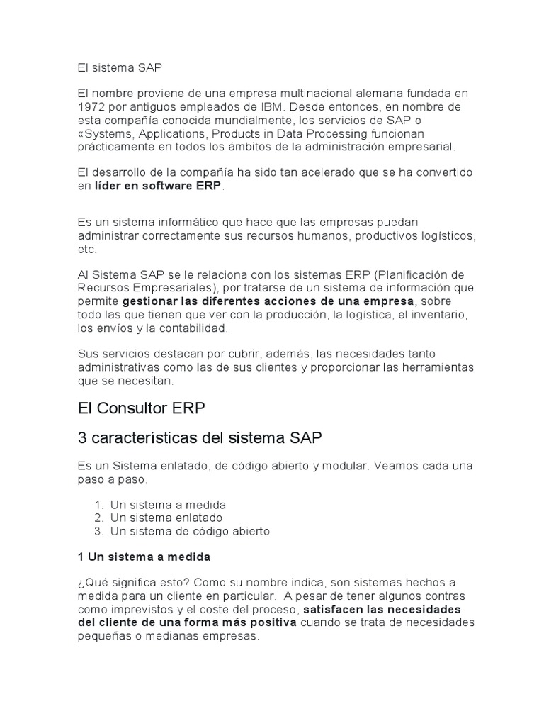 El Sistema SAP | PDF | Planificación de recursos empresariales | Business