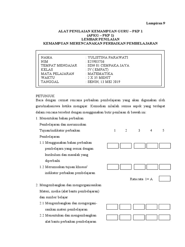 Lampiran 09 APKG PKP PGSD - OKe | PDF