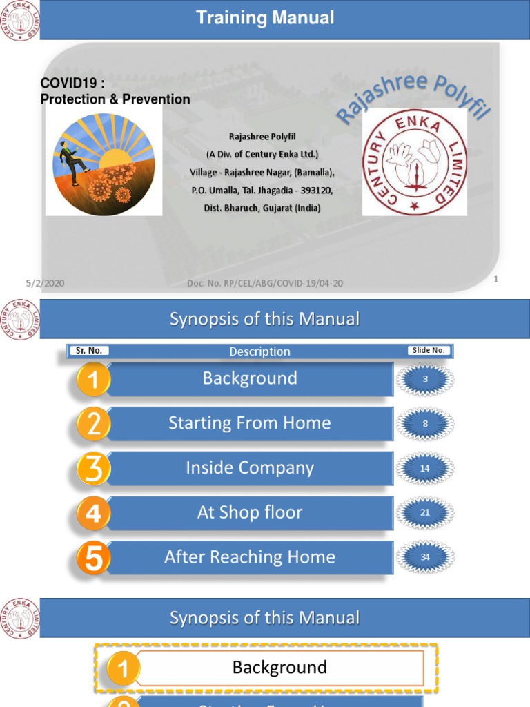 Training Manual: COVID19: Protection & Prevention | PDF | Hand Washing ...