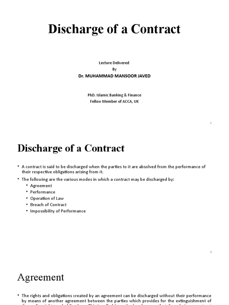 Discharge of A Contract | PDF | Lease | Legal Concepts