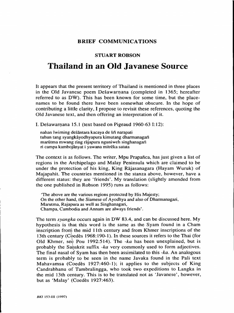 Thailand in An Old Javanese Source | PDF | Linguistics | Southeast Asia