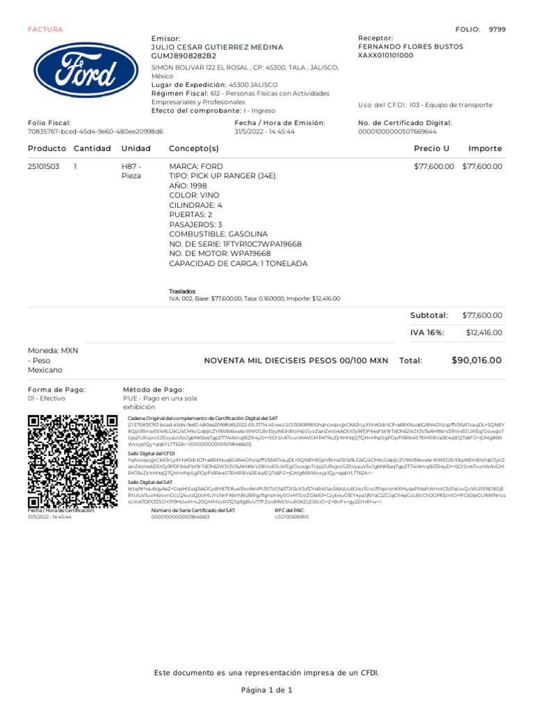 Factura 9799 XAXX010101000 | PDF