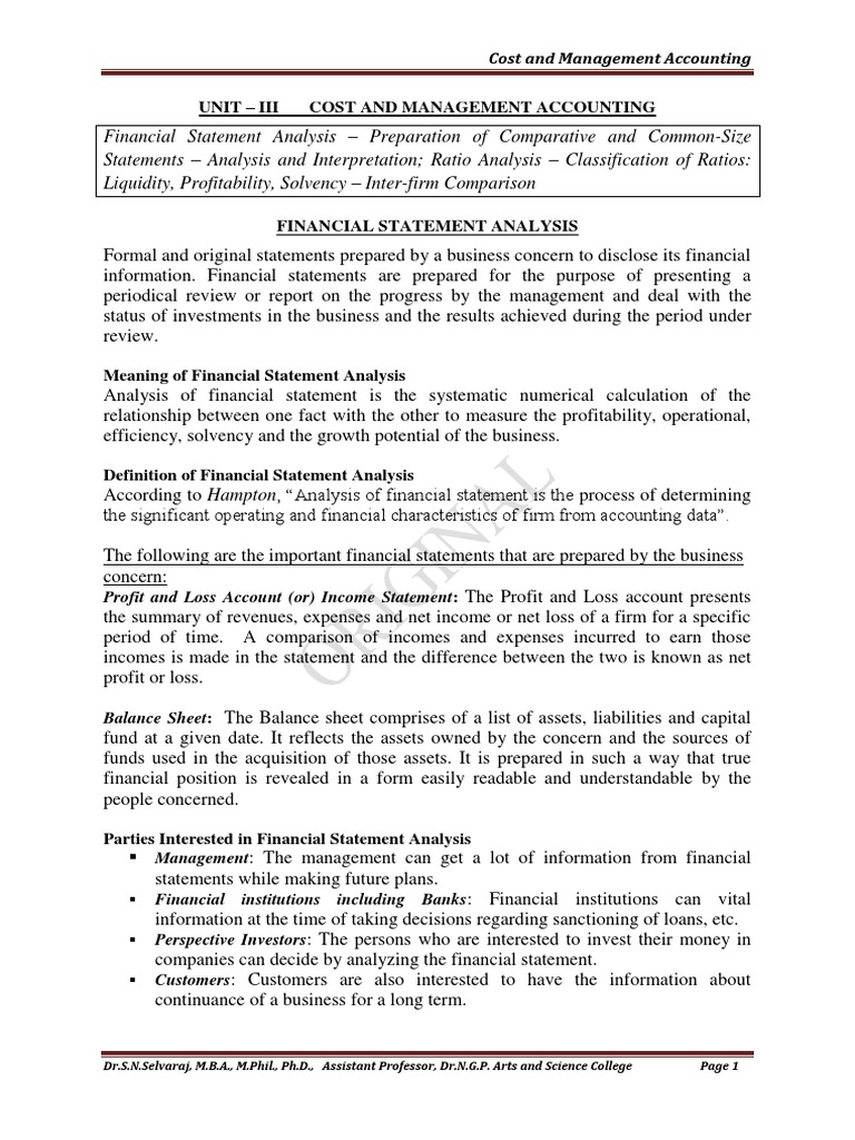 Cost and Management Accounting Analysis | PDF | Working Capital | Income Statement