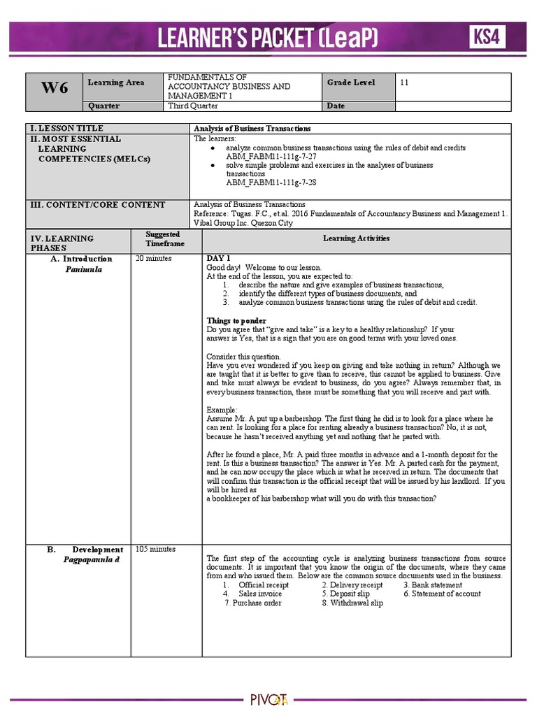 11 Third Quarter: Learning Area Grade Level Quarter Date I. Lesson ...