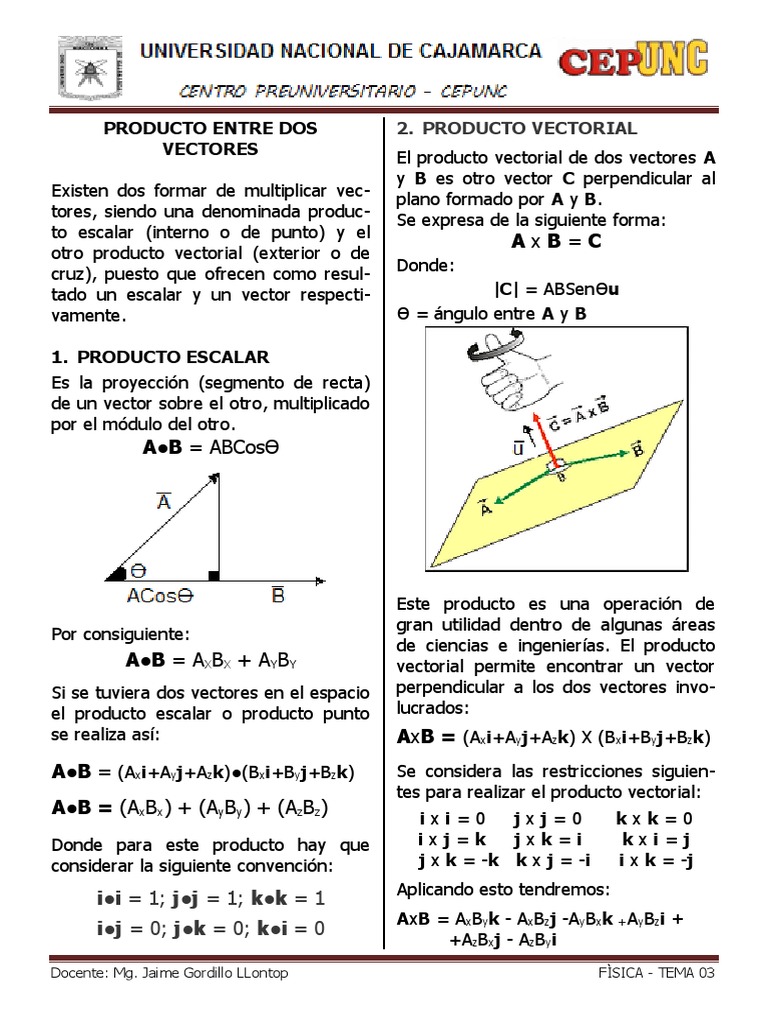 Producto Escalar y Vectorial-2021-I-Virtual PDF | PDF | Vector Euclidiano | Escalar (Matemáticas)