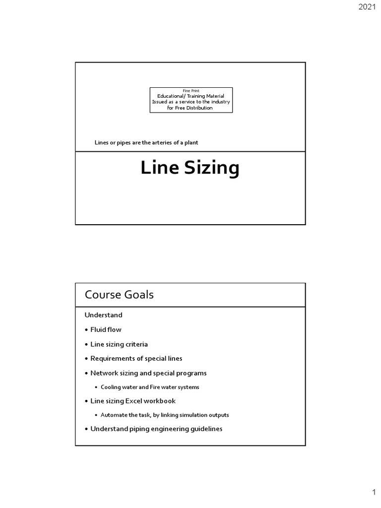 Line Sizing Presentation Pdf Pump Fluid Dynamics