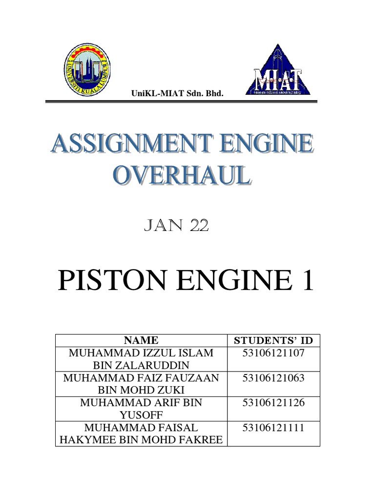 Piston Engine Disassembly Report | PDF | Piston | Engines