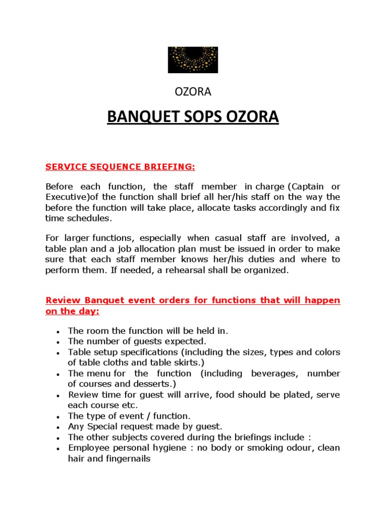 Banquet Sop | PDF