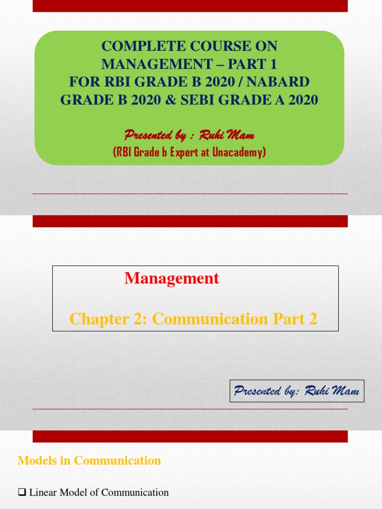 Complete Course On Management - Part 1 For Rbi Grade B 2020 / Nabard ...