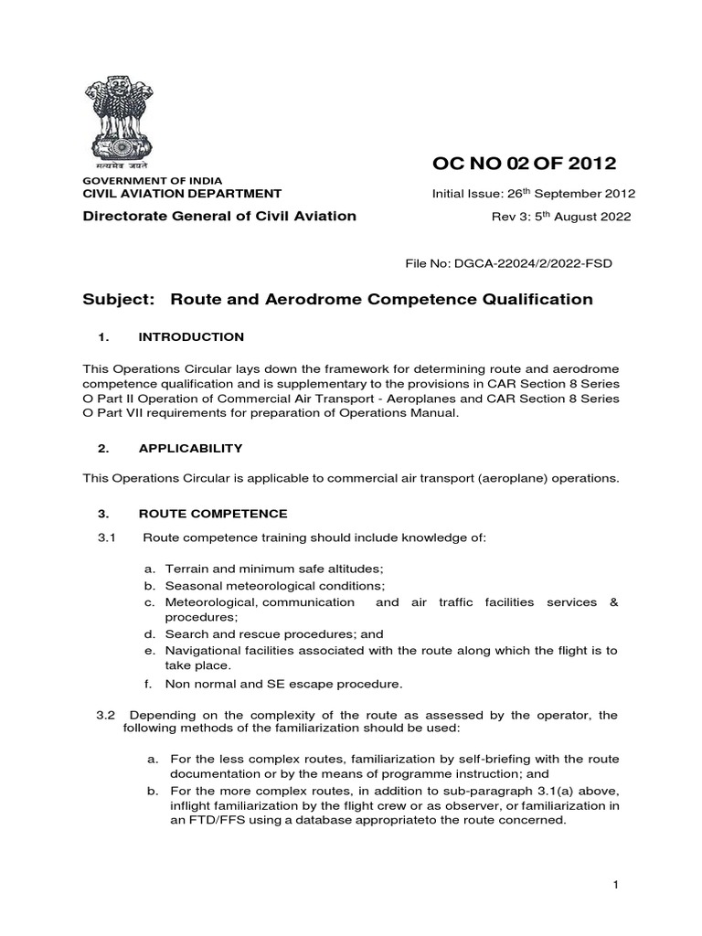 Route and Aerodrome Qualification | PDF | Aviation | Transport