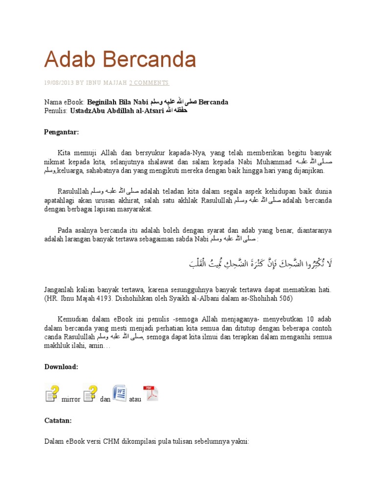 Adab Bercanda | PDF