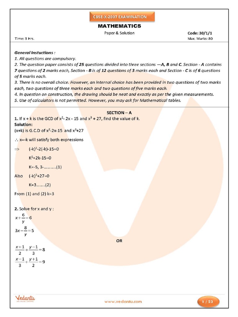 Maths and Science Last 15 Years Cbse Solved Question Papers | PDF ...
