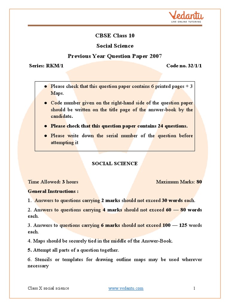 Sst and Eng Previous Years Class 10 Cbse Solved Question Papers | PDF ...